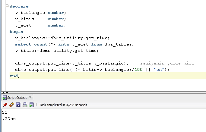 GET_TIME KULLANIMI PL SQL PERFORMANS ÖLÇME – İLTERİŞ MUTLU